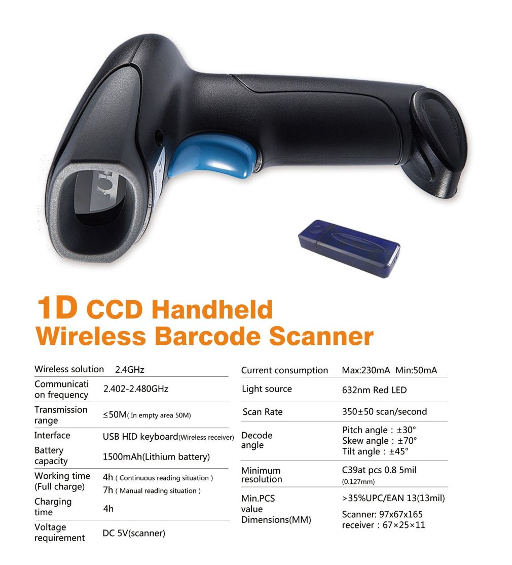 EasyPos EPS103 Barcode Scanner (Wireless, 1D, Handheld) – Bee Smart Stores